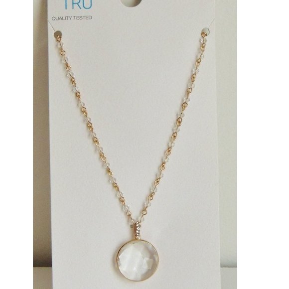 Time and Tru | Jewelry | Time And Tru Clear Glass Stone Gold Necklace ...